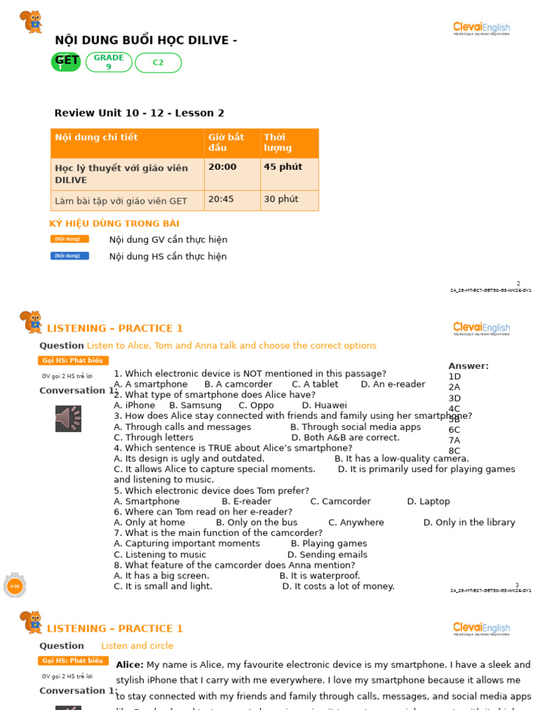 Grade 9 Listening and Speaking Practice | PDF | Smartphone | Amazon Kindle