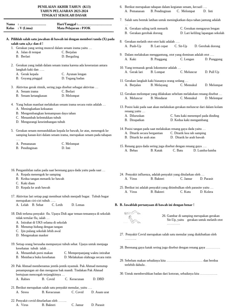 Soal Pat Pjok Kelas 5 | PDF