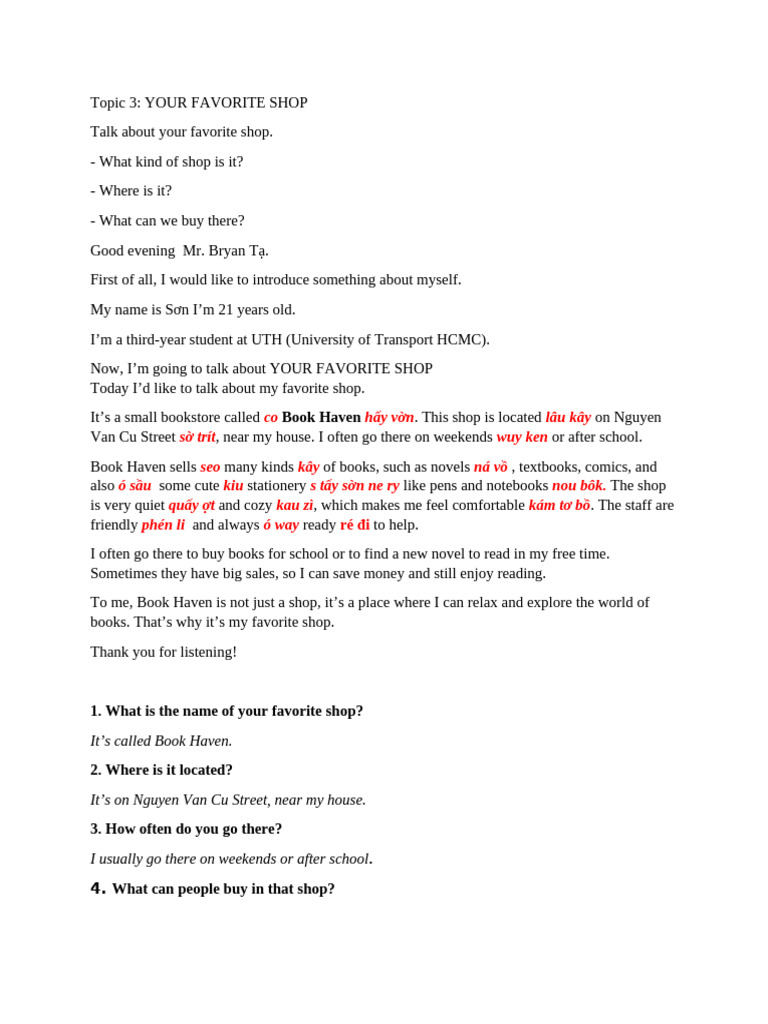 My Favorite Bookstore: Book Haven | PDF