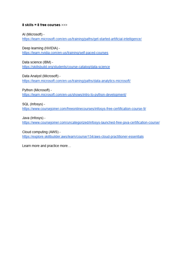Free Courses for 8 In-Demand Skills | PDF