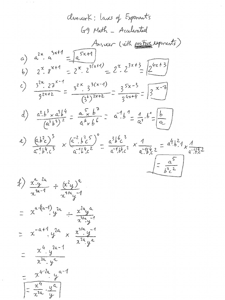 Math 9A1 -law of indices answer | PDF