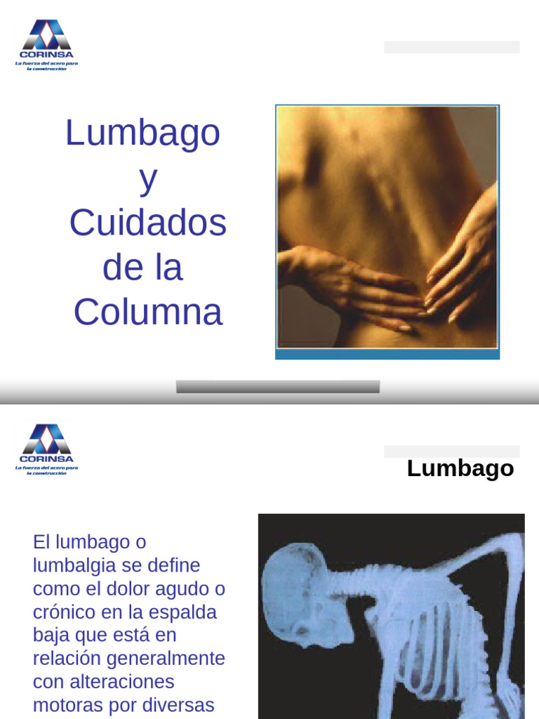 Causas y Cuidados del Lumbago | PDF | Dolor lumbar | Enfermedades y ...