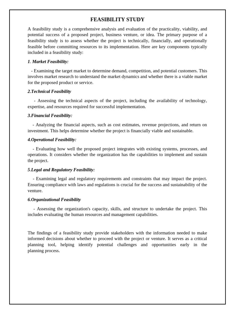 Comprehensive Feasibility Study Guide | PDF