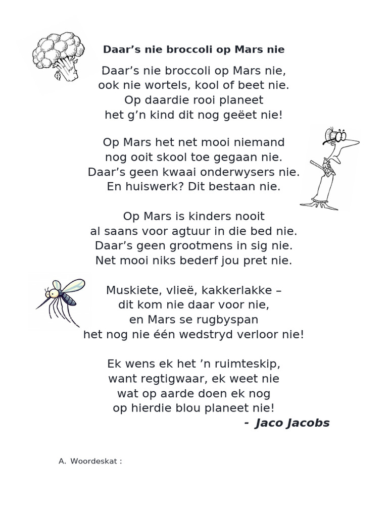Gedig - Daar's Nie Broccoli Op Mars Nie | PDF