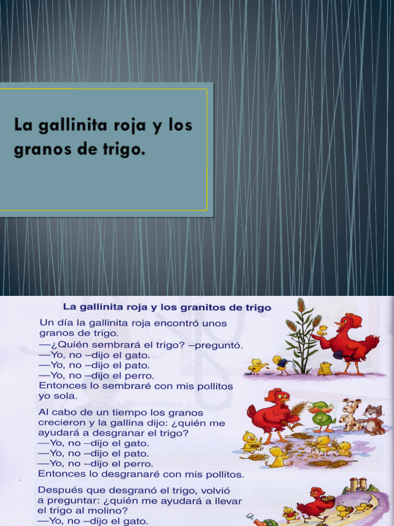 Cuento La gallinita roja y los granos de trigo (tarea 2) | PDF