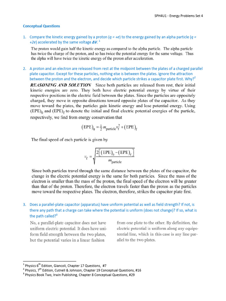 Energy Problems Set412 Solutions Pvtobu | PDF | Capacitor | Electron