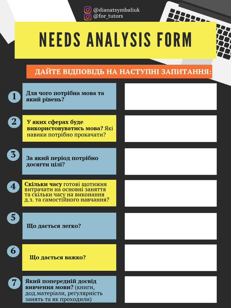 Needs Analysis Form 2 | PDF