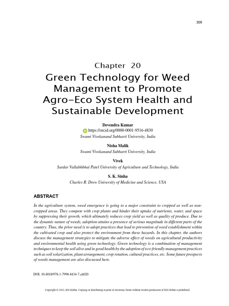 Green Technology for Weed Management | PDF | Weed | Crop Rotation
