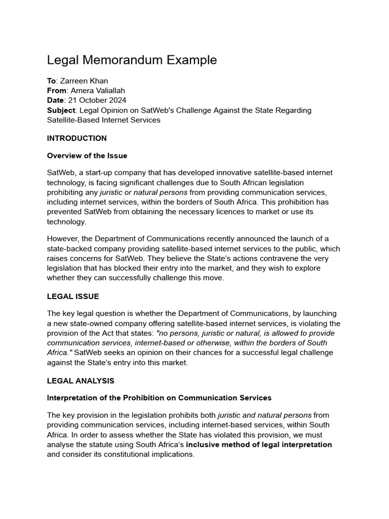 Legal Opinion on SatWeb's Challenge | PDF | Statutory Interpretation ...