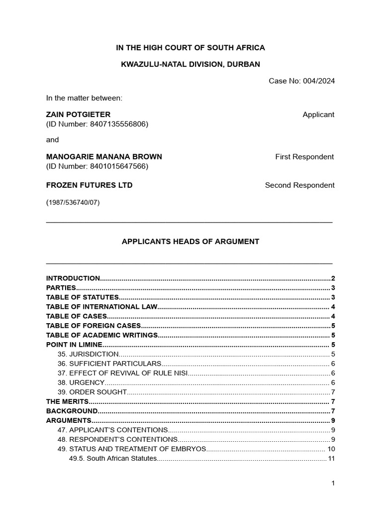 Example - Applicants Heads of Argument | PDF | Misrepresentation ...