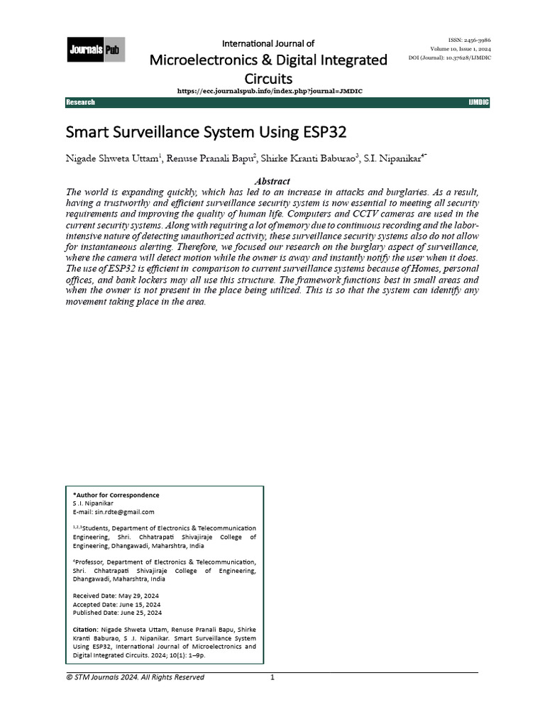 Smart Surveillance System Using ESP32 | PDF | Surveillance | Internet Of Things