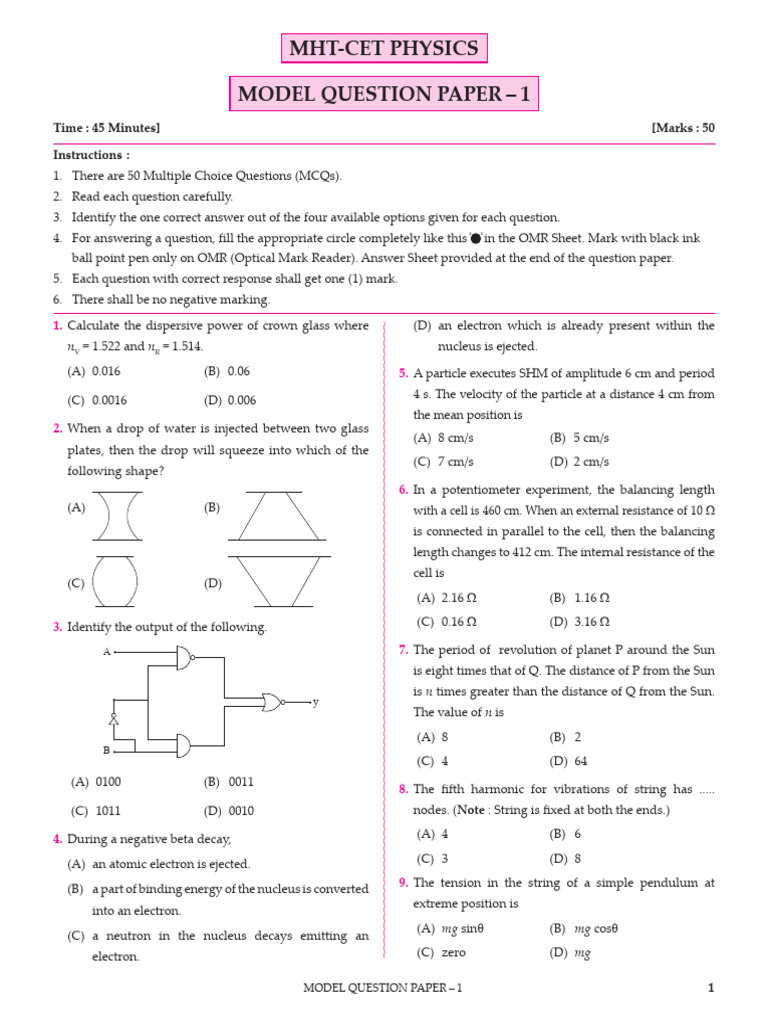 D0352 MHT-CET Physics STD XII Part II | PDF | Physical Phenomena | Physical Quantities