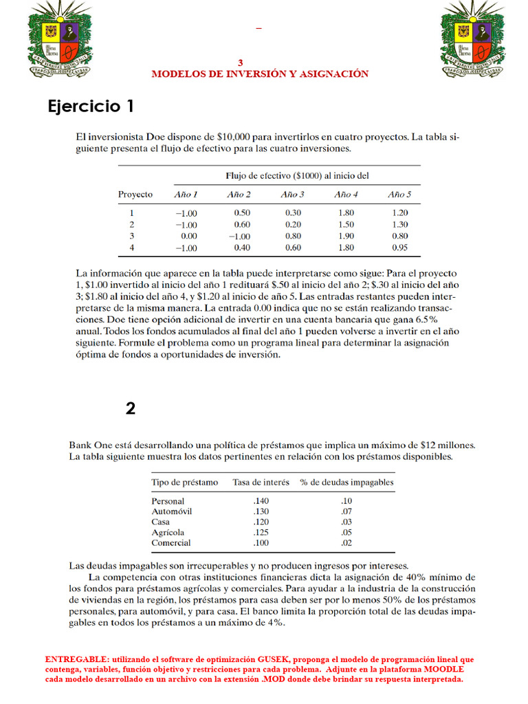 Modelos de Programación Lineal GUSEK | PDF