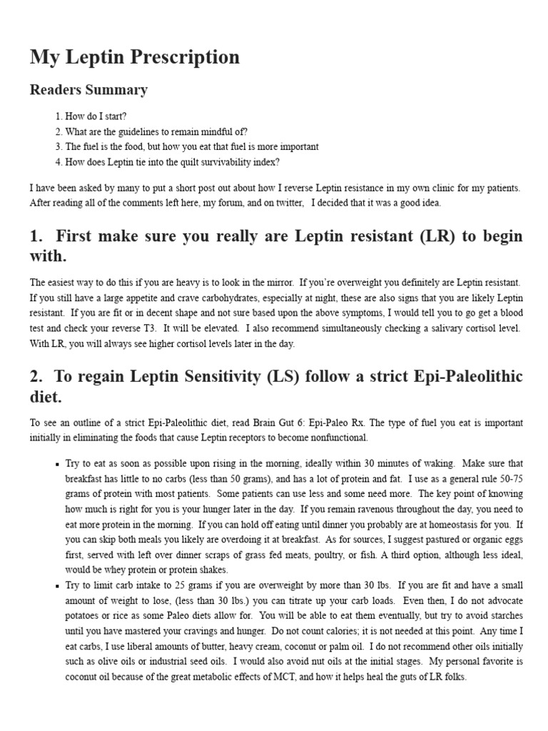 My Leptin Prescription - Dr. Jack Kruse | PDF | Leptin | Sleep