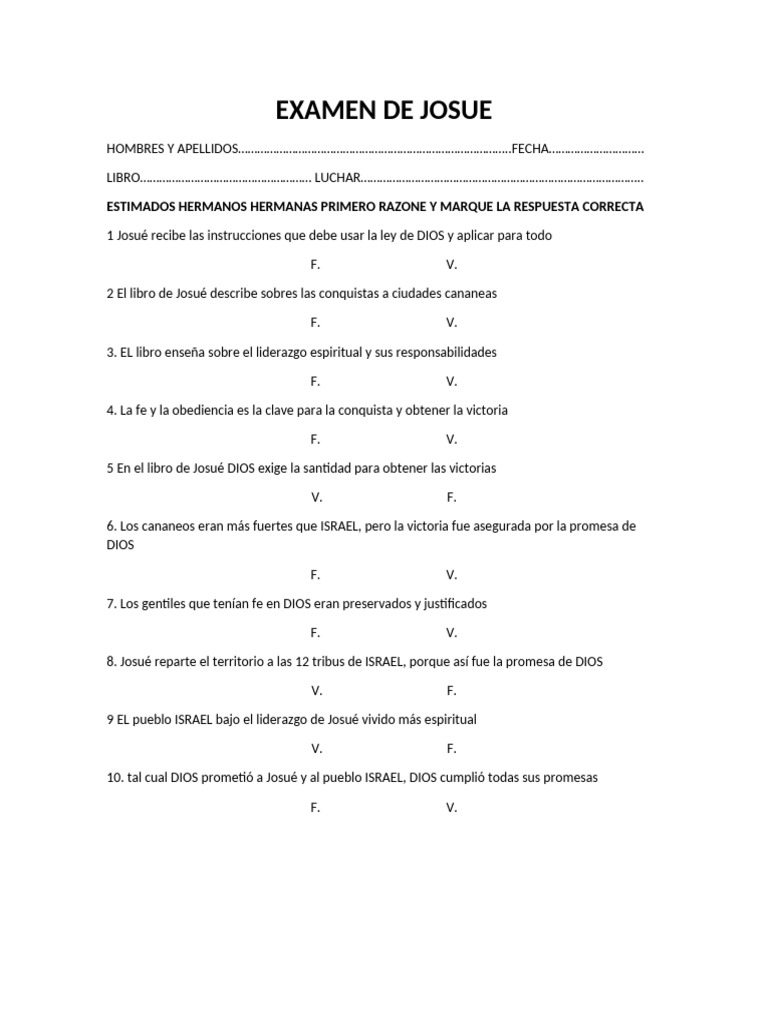 Examen de Josue | PDF