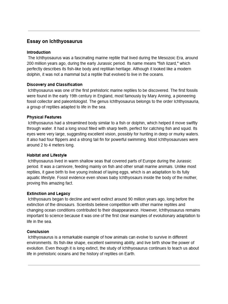 Ichthyosaurus: Facts and Habitat | PDF