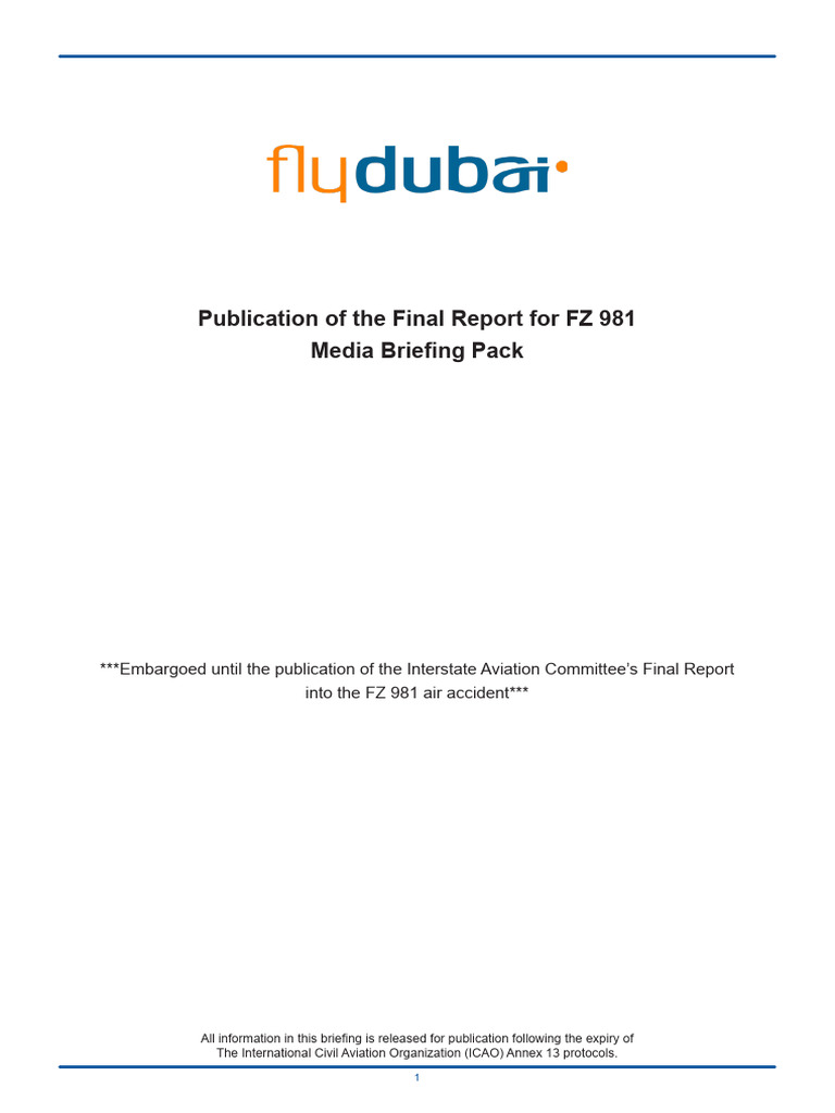 FZ 981 Media Briefing Pack en FHKKJ | PDF | Aviation Safety | Aviation
