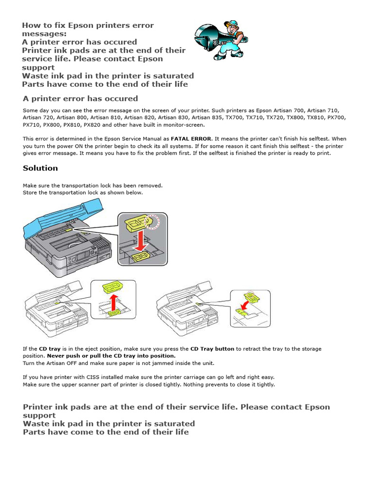 Printer Error Has Occured. See Your Documentation. How To Fix | PDF ...