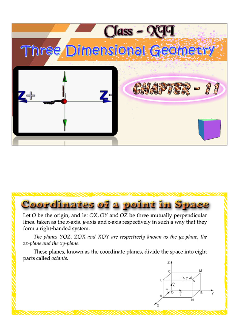 Xii - CH-11 Three Dimensional Geometry | PDF