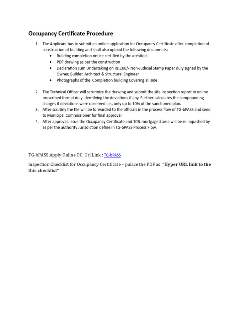 Occupancy Certificate Application Guide | PDF