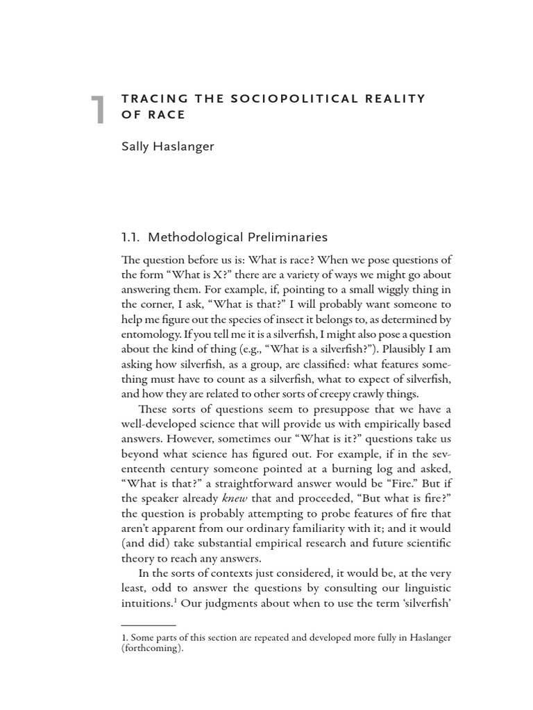 Haslanger (2019) Tracing The Sociopolitical Reality of Race | PDF ...