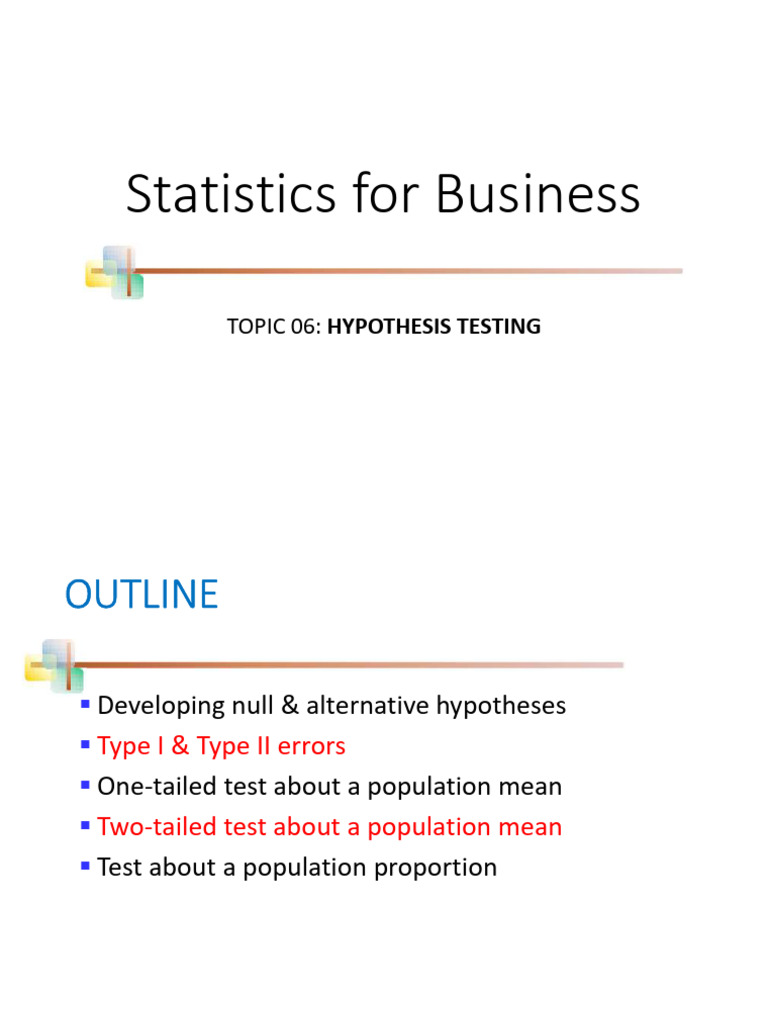 IM1017 Topic 06 Hypthesis Testing | PDF | Type I And Type Ii Errors | P ...