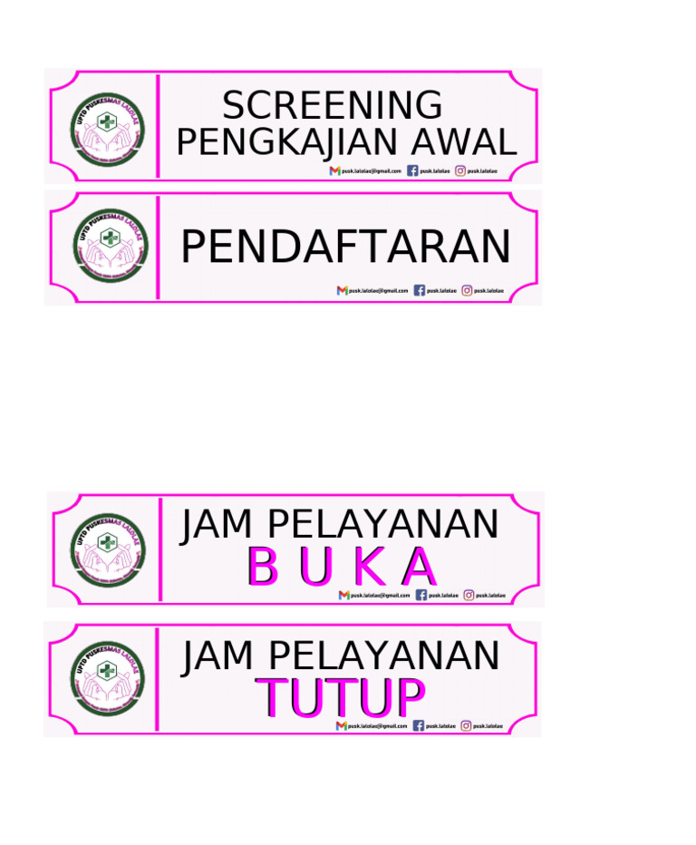 Papan Jam Pelayanan | PDF