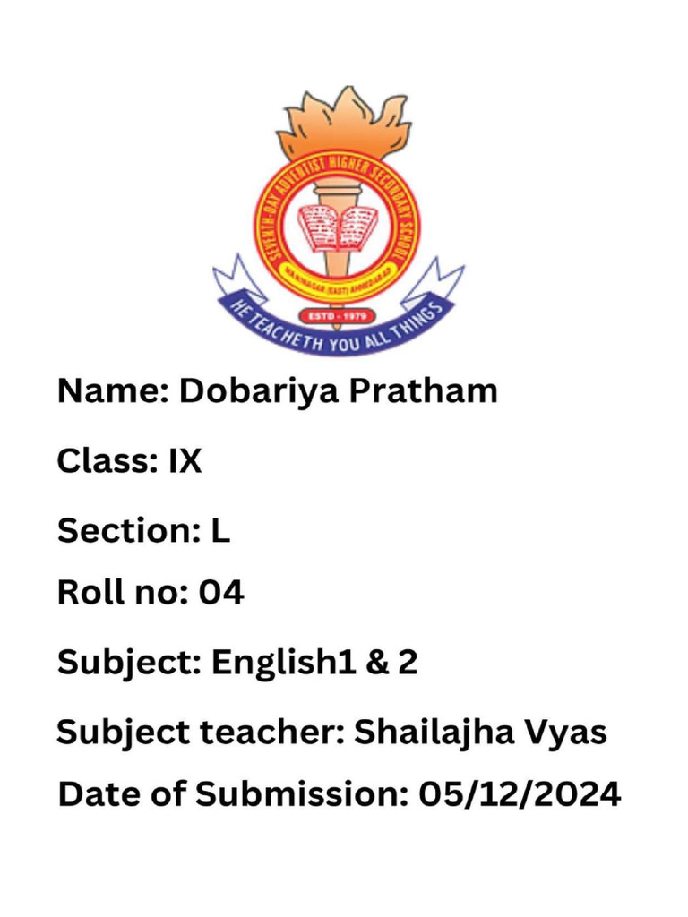 English2 Project by Dobariya Pratham | PDF