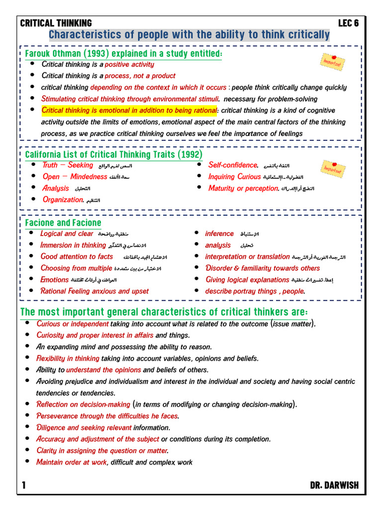 Dr. Darwish - Lec 6 - Critical Thinking | PDF