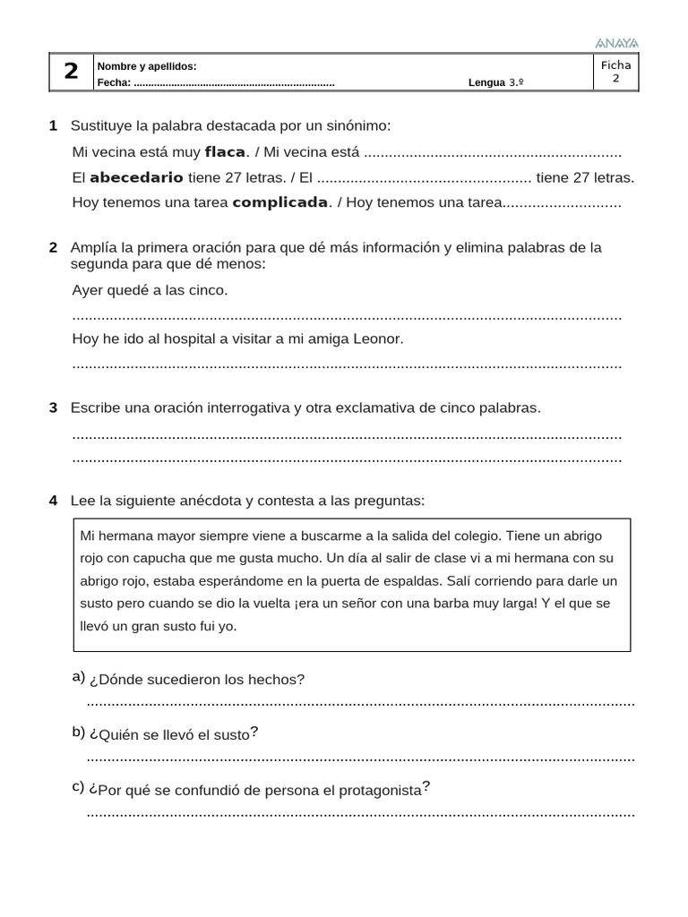 LenguaCas3p U02 A | PDF