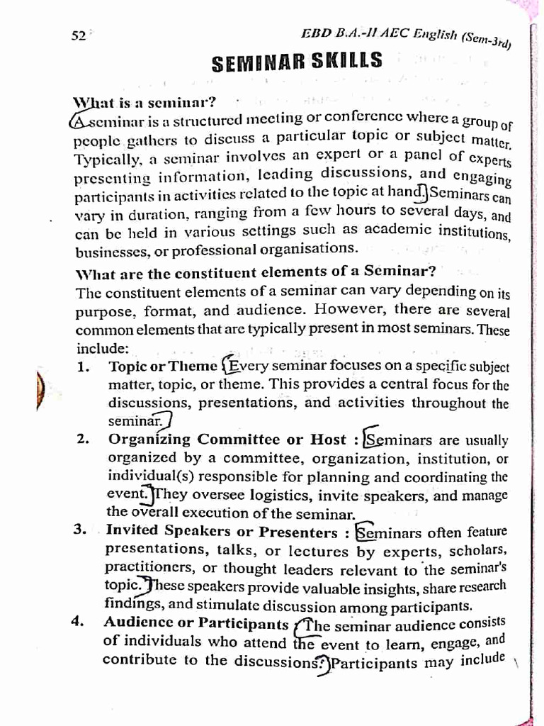 Seminar and Seminar Skills | PDF