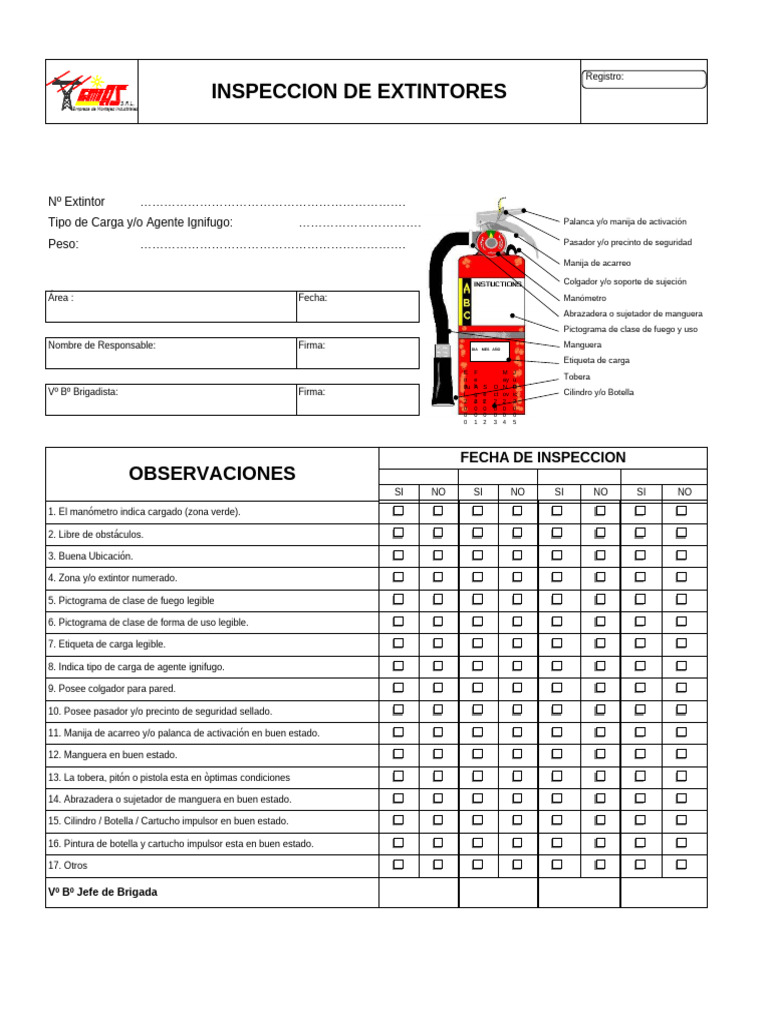 Formato S 017 Inspeccion de Extintores | PDF