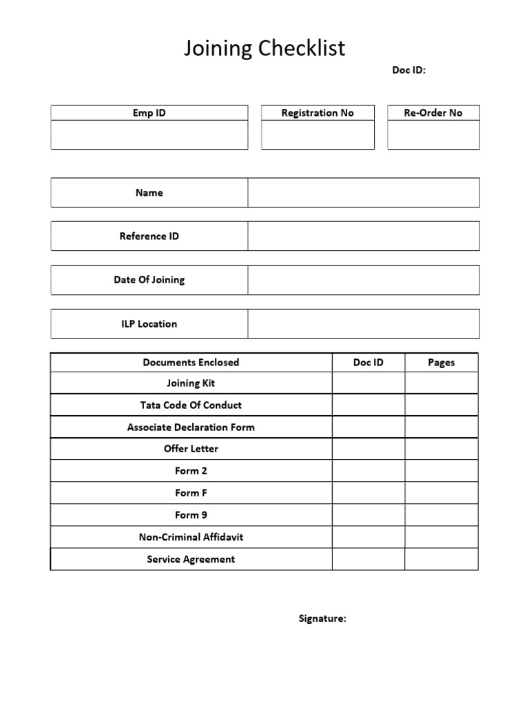 Joining Checklist V1 | PDF