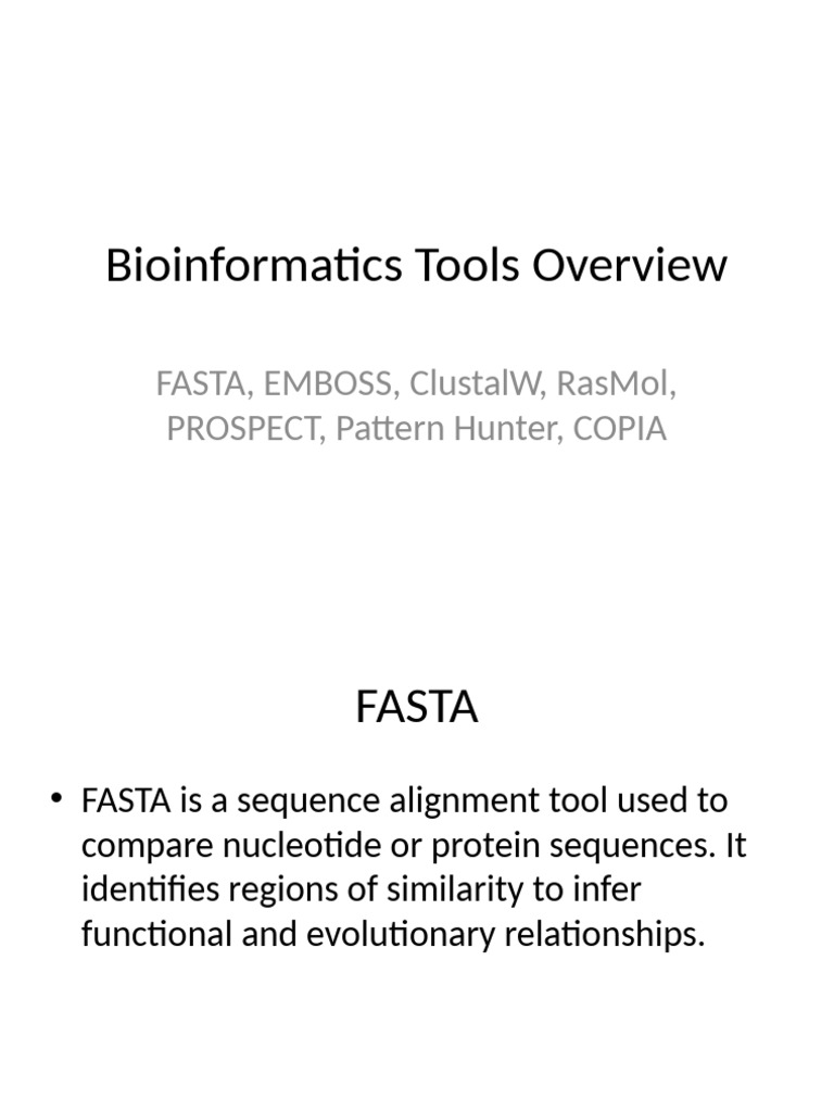 Bioinformatics Tools Overview | PDF