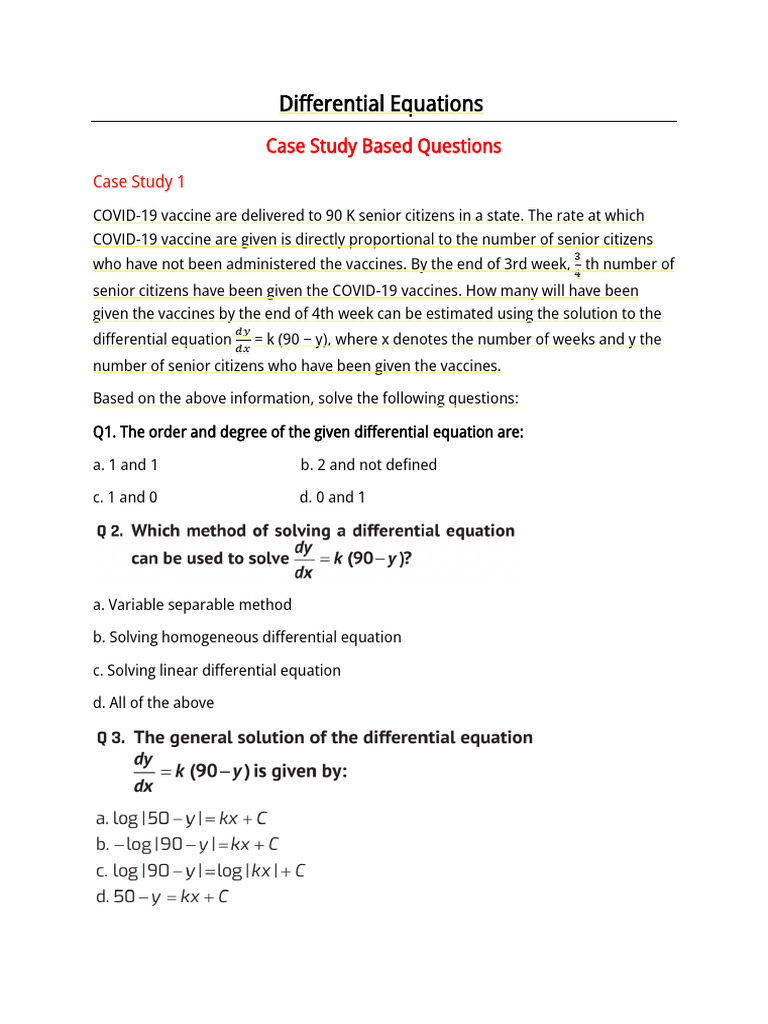 Differential Equations Case Study | PDF | Equations | Differential ...