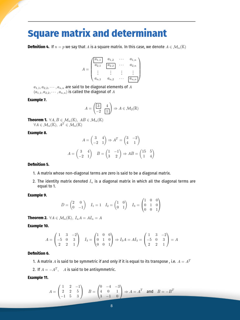 Lecture2 - Square Matrix and Determinant | PDF | Determinant | Matrix (Mathematics)