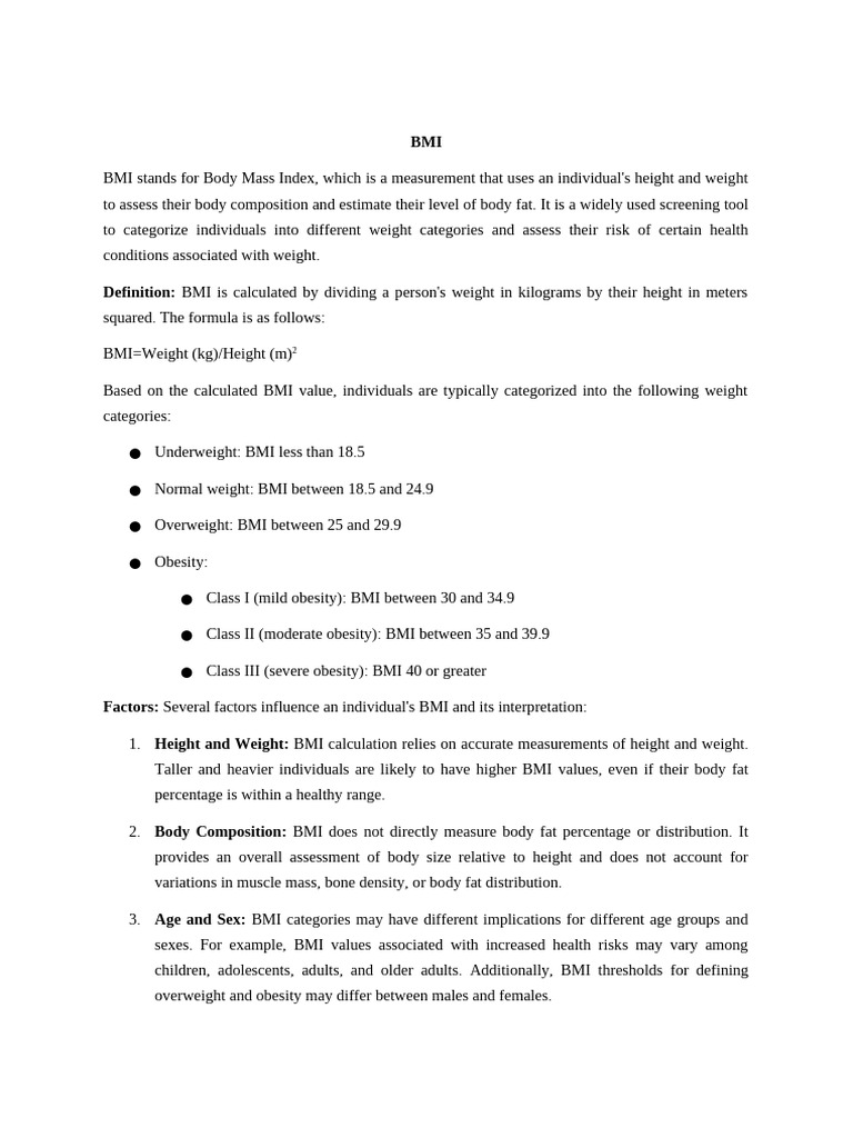 BMI | PDF