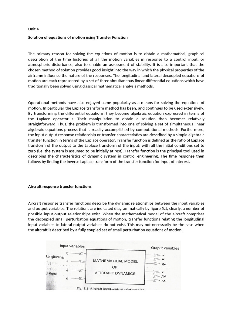 Aircraft Motion Equations & Stability Analysis | PDF | Oscillation ...