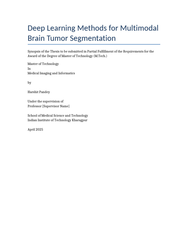 Deep Learning Multimodal Brain Tumor Synopsis | PDF | Image Segmentation | Magnetic Resonance ...