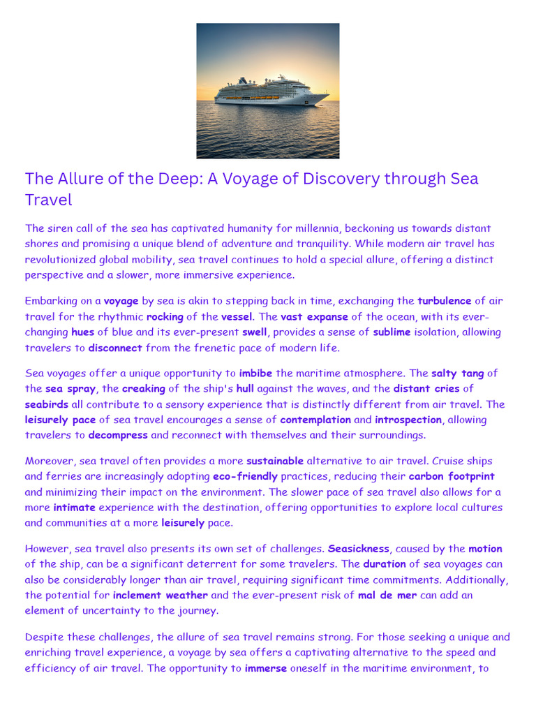 The Allure of The Deep A Voyage of Discovery Through Sea Travel | PDF ...