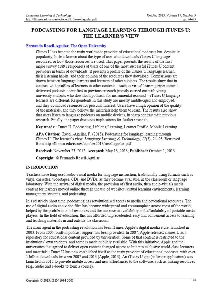 16 Podcasting For Language Learning Through | PDF | Learning | Podcast
