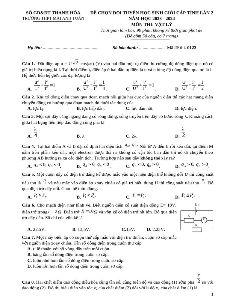 VAT LI Mat Lan 2 2023 2024ma 0123 | PDF