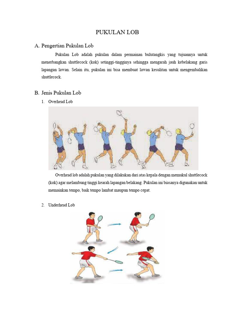 Pukulan Lob Bulutangkis. Kel 3 | PDF