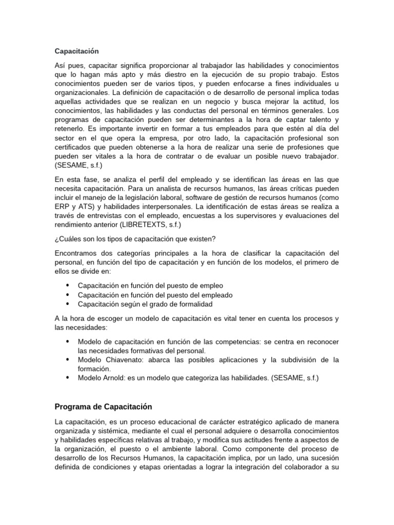 Capacitación Efectiva en Recursos Humanos | PDF | Gestión de recursos ...