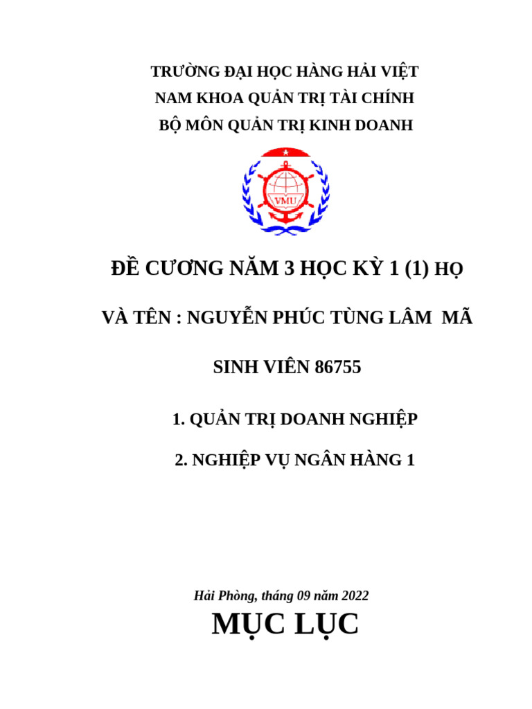 ĐỀ CƯƠNG NĂM 3 HỌC KỲ 1 QTDN-NVNH ( 1 ) | PDF