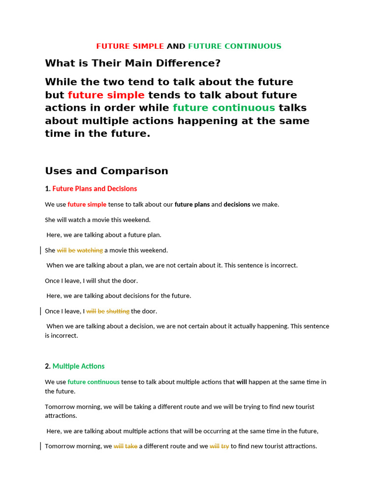 Future Simple & Continuous | PDF