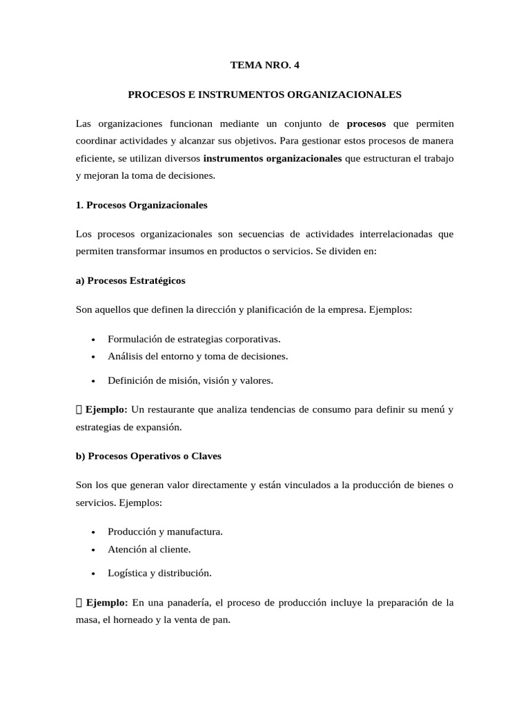 Procesos e Instrumentos Organizacionales | PDF | Procesos de negocio ...