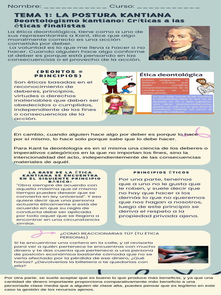 Tema 1 etica kantiana | PDF | Immanuel Kant | Moralidad