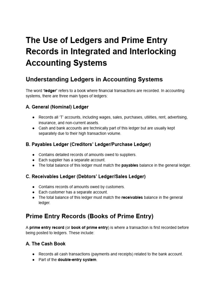 Understanding Ledgers in Accounting Systems | PDF | Debits And Credits ...