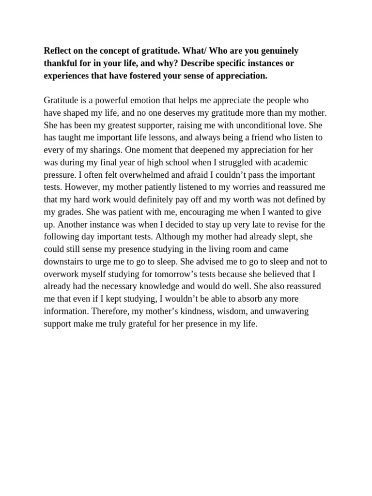 Reflect On The Concept of Gratitude | PDF
